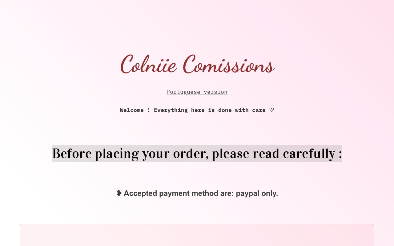 Colnie comissions English